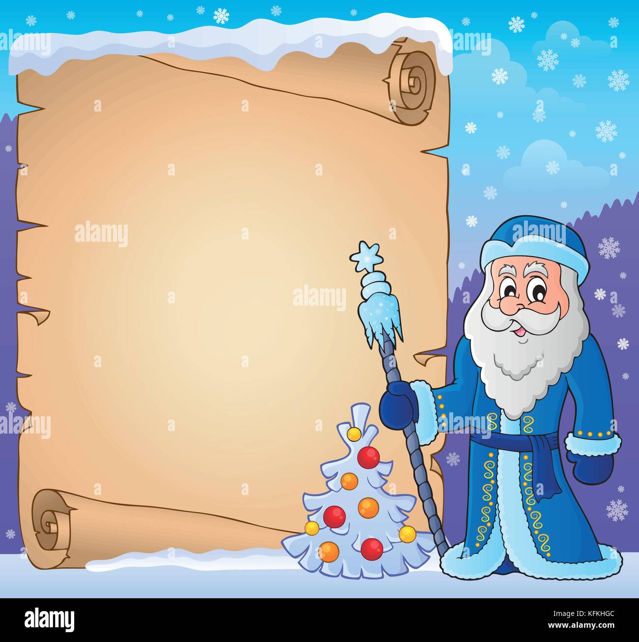 Father Frost theme parchment 3 - eps10 vector illustration Stock Vector ...