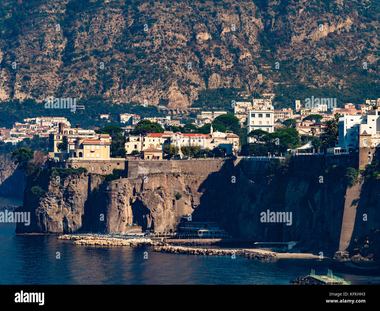 View from Marina Piccola of the Sorrento coastline with clifftop ...
