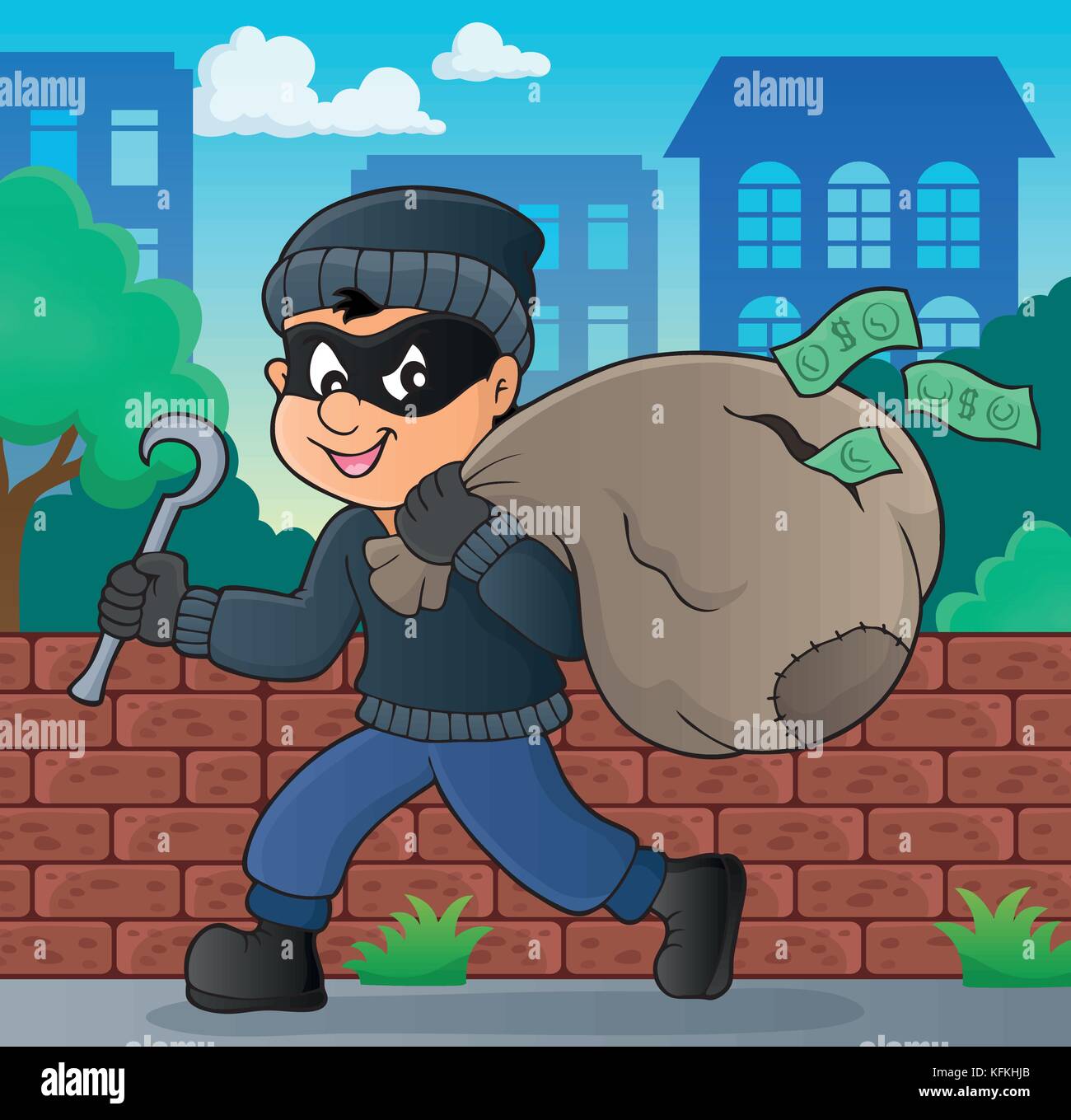 Thief with bag of money theme 2 - eps10 vector illustration Stock ...