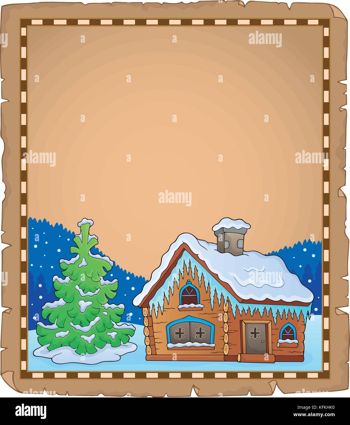 Winter cottage theme parchment 2 - eps10 vector illustration Stock ...