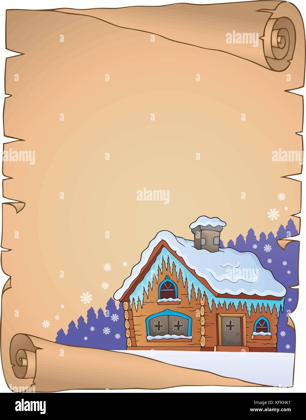 Winter cottage theme parchment 1 - eps10 vector illustration Stock ...
