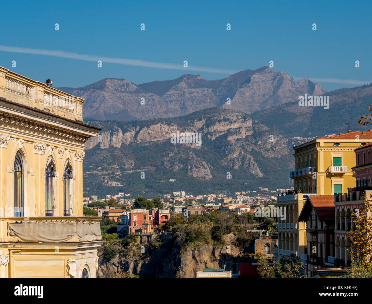 Yellow rendered clifftop hotel. Sorrento, Italy Stock Photo - Alamy