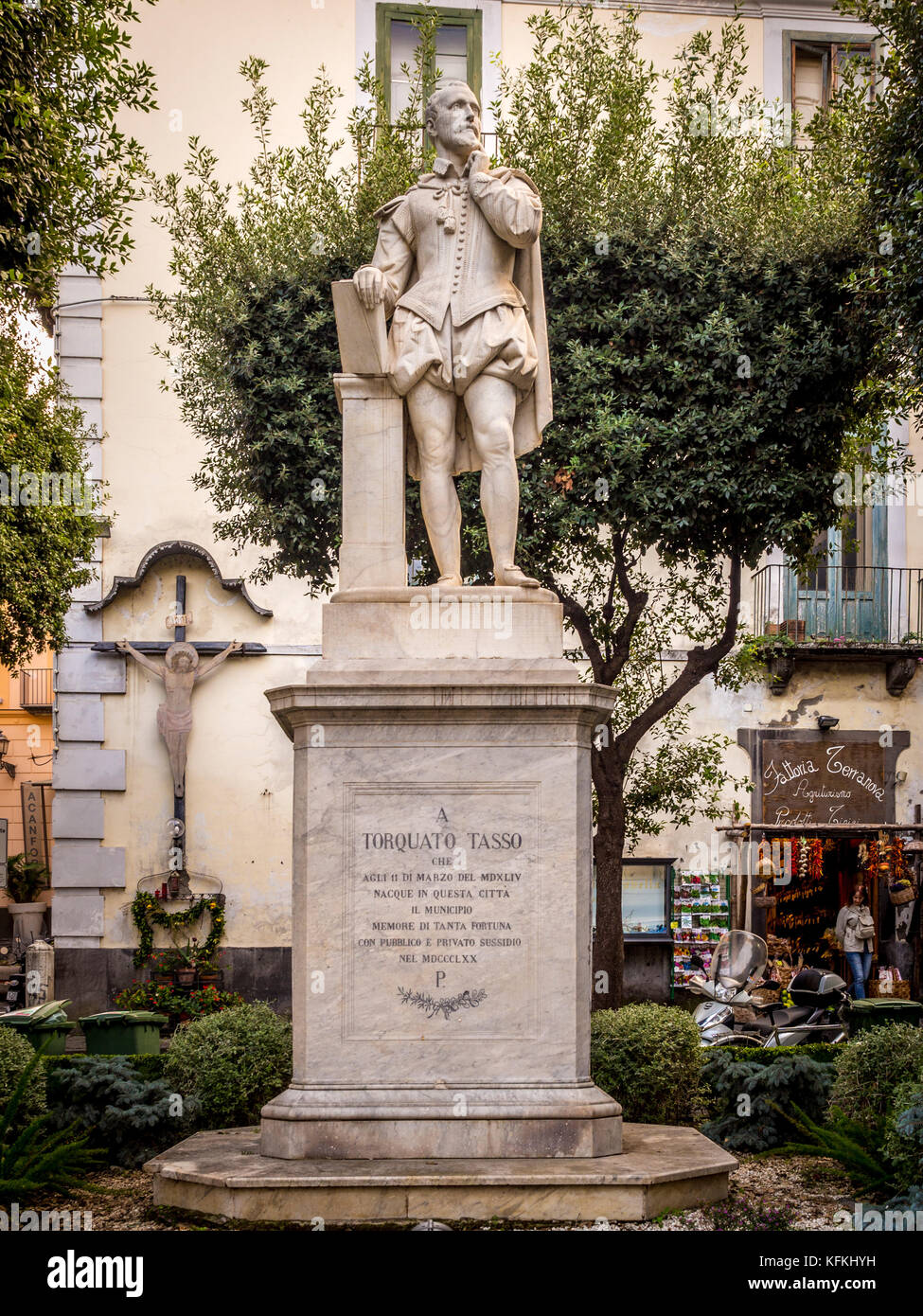 Carved marble statue of Torquato Tasso, the Italian poet from which ...