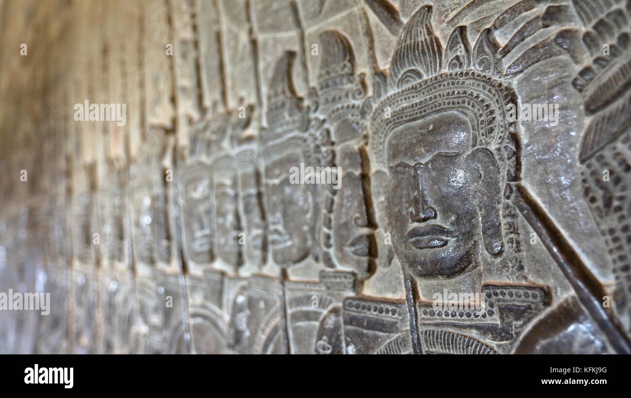 Angkor Wat carvings Stock Photo - Alamy