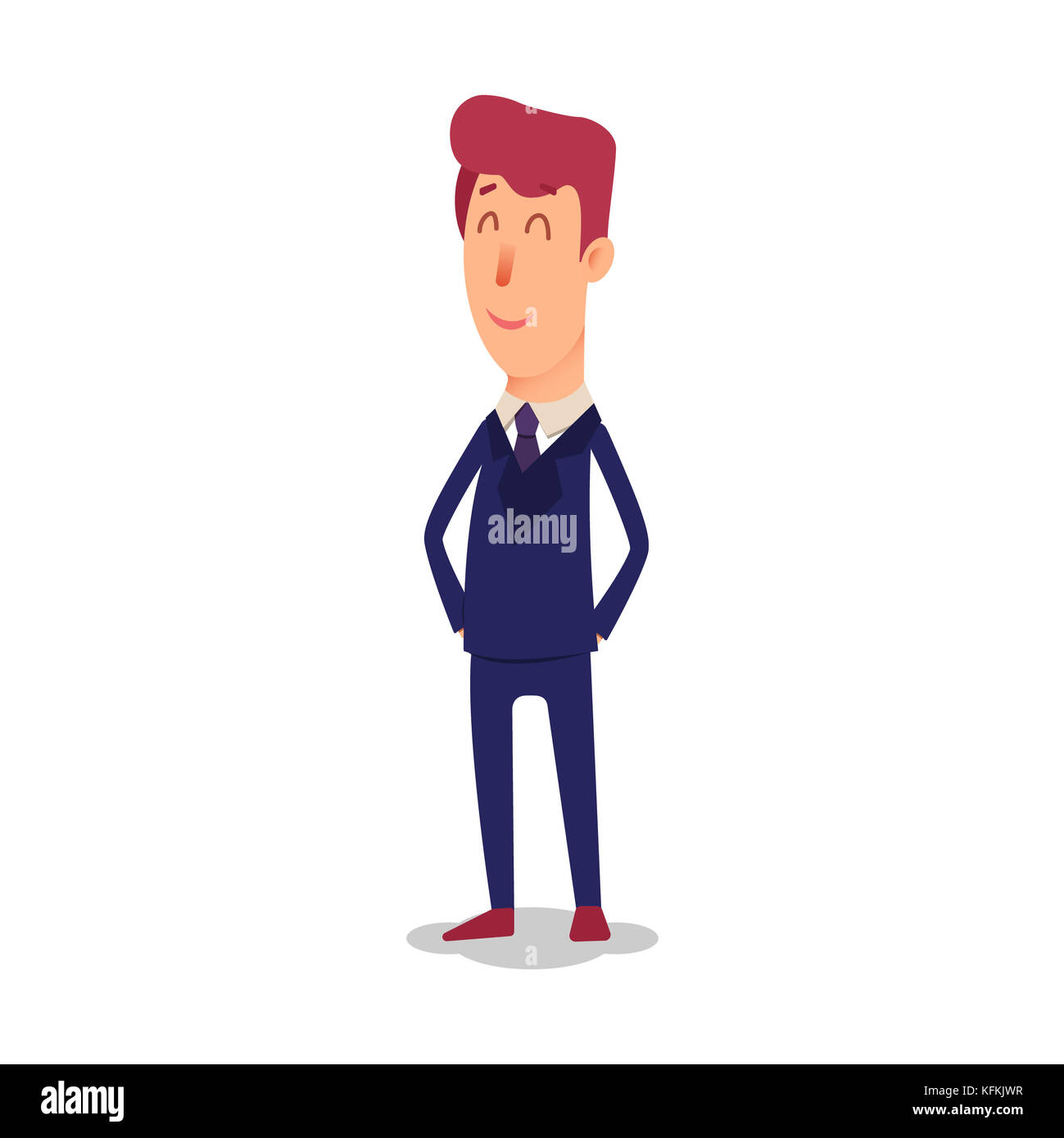 Cartoon successful businesman in suit. Young office manager in flat ...