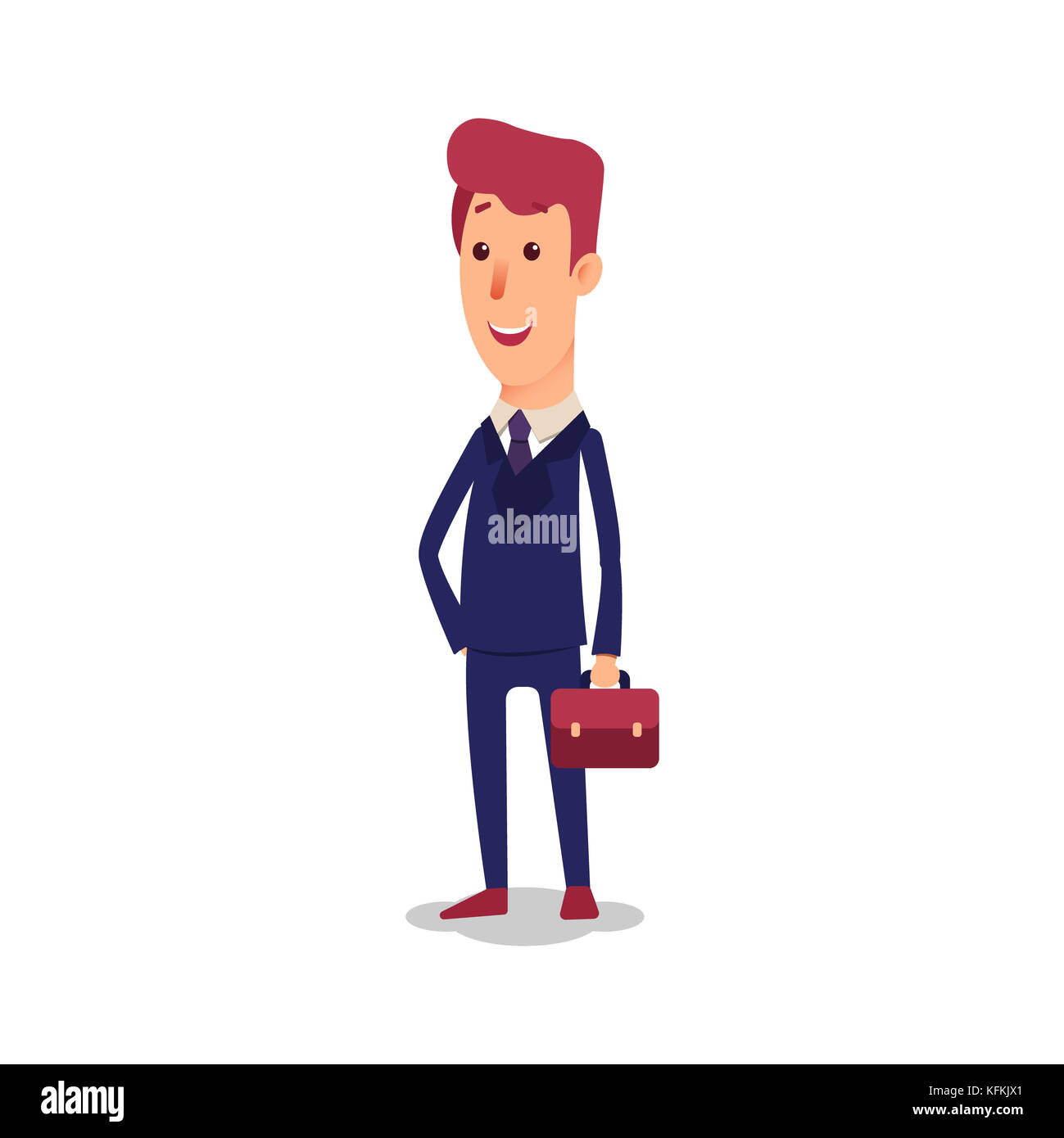 Business man character. Cartoon successful businesman in suit with case ...