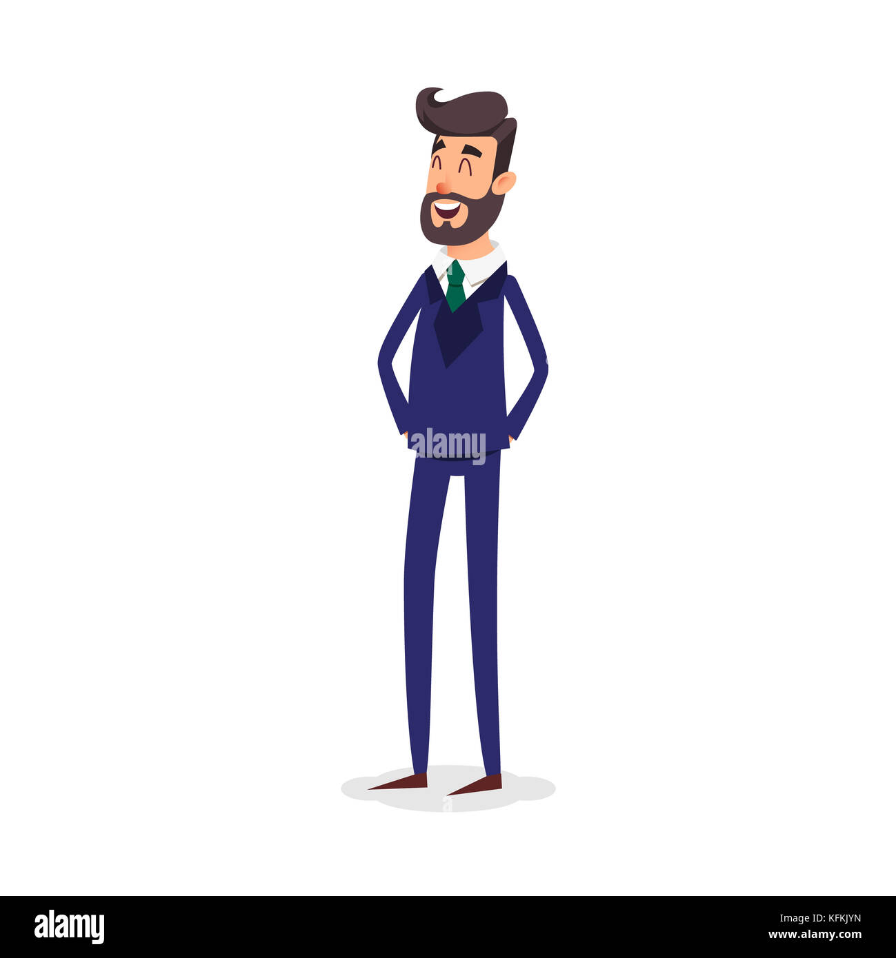 Cartoon successful businesman in suit. Young office manager in flat ...