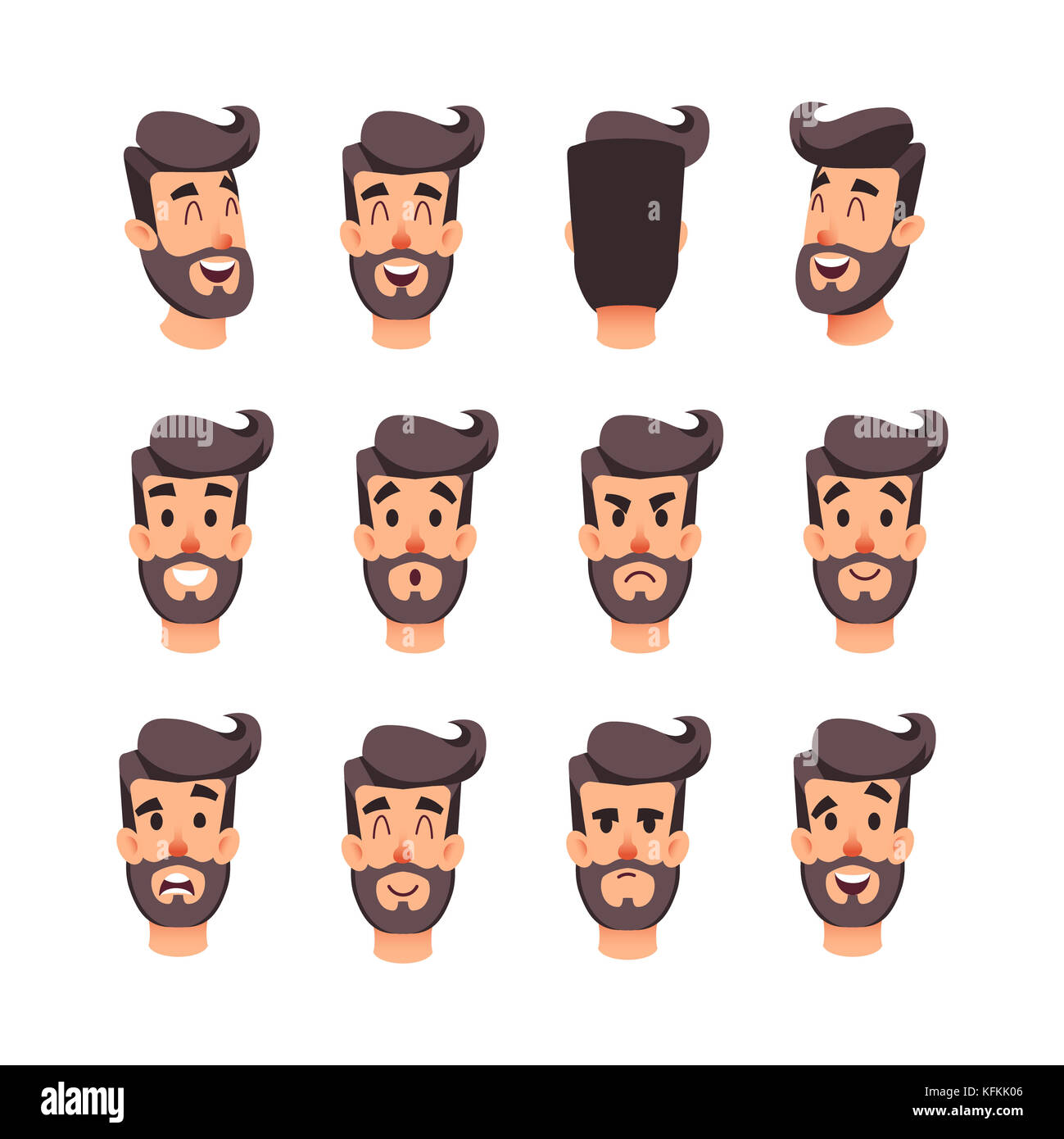 Man s head with different emotions. Cartoon male faces character set ...