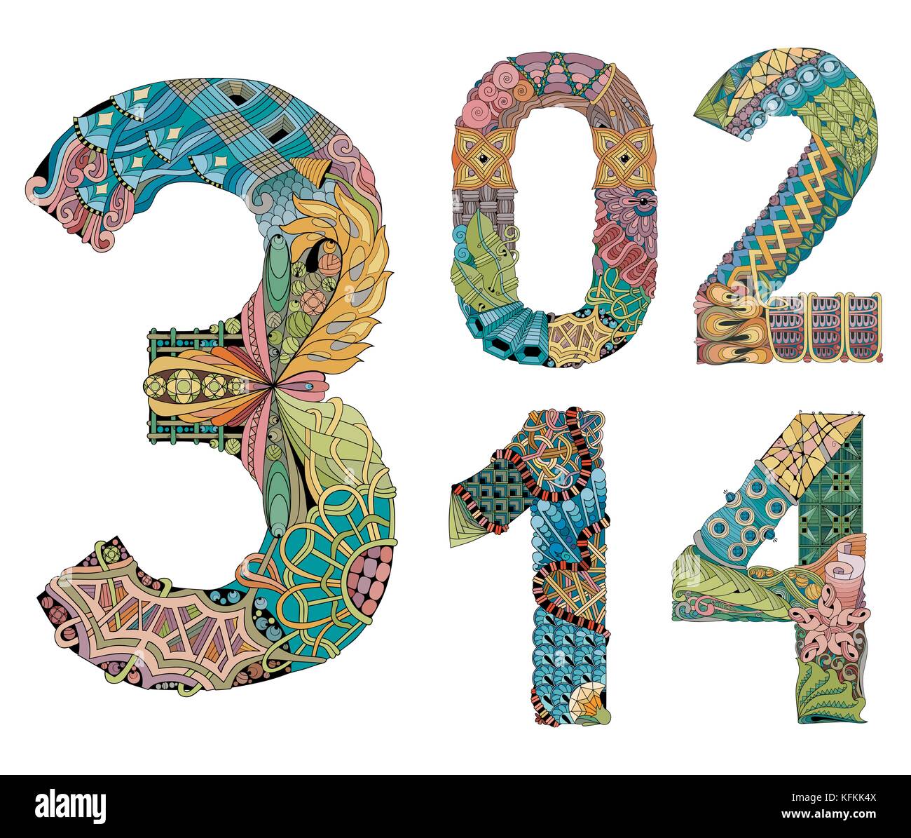 Hand-painted art design. Hand drawn illustration for decoration. Number ...