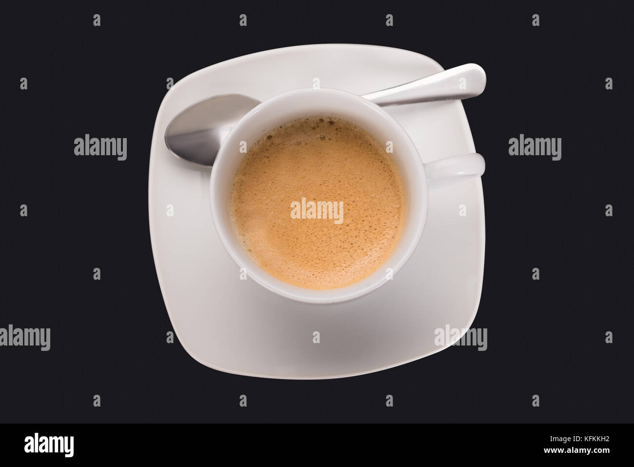 Cup photo of coffee on black background Stock Photo - Alamy