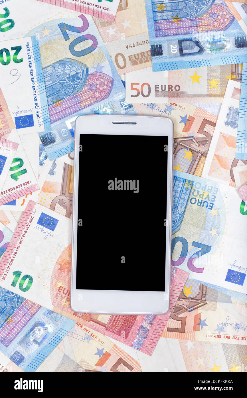Phone up money. Euros Stock Photo - Alamy