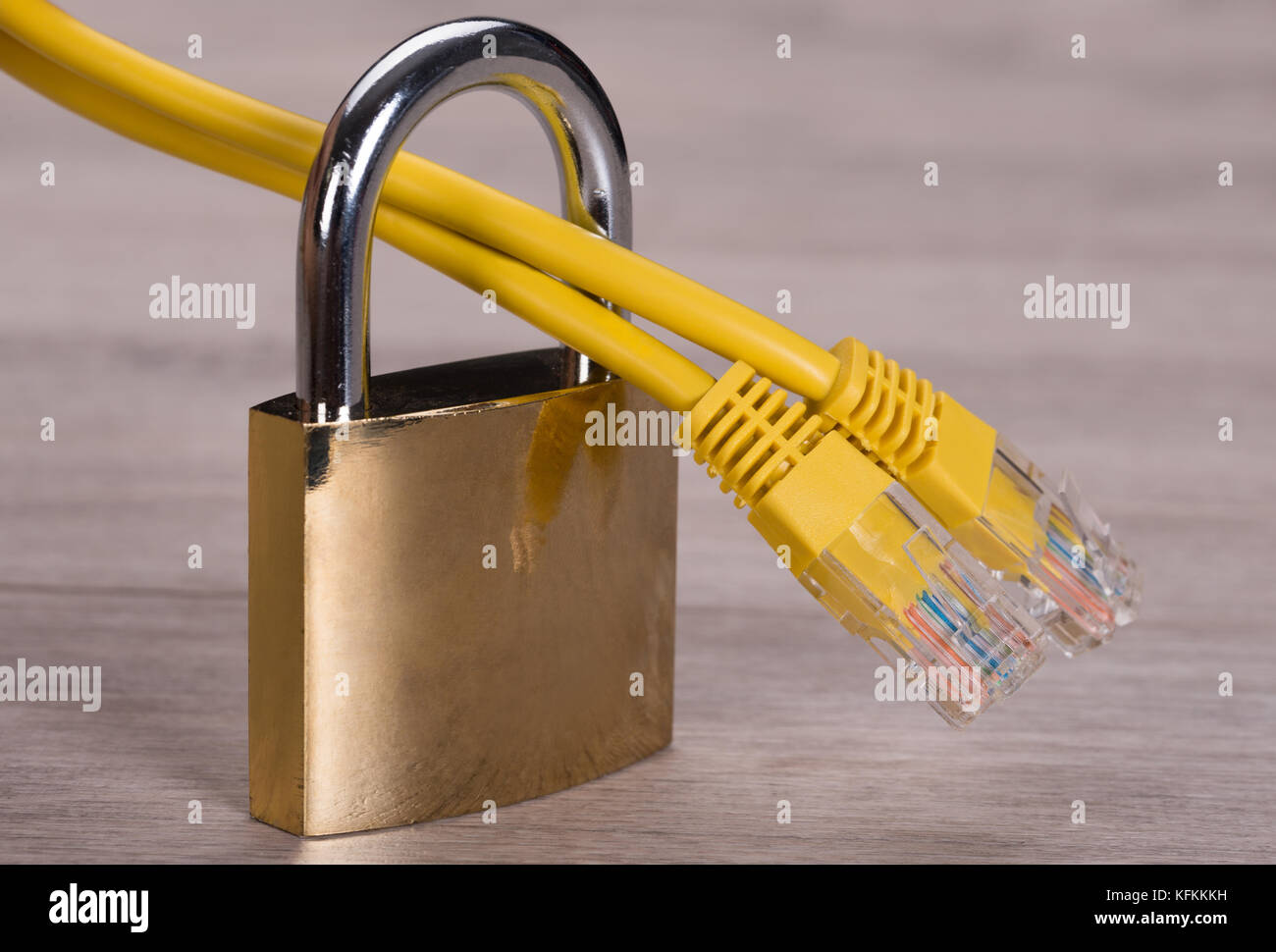 Network cable in padlock. Protected internet connection Stock Photo - Alamy