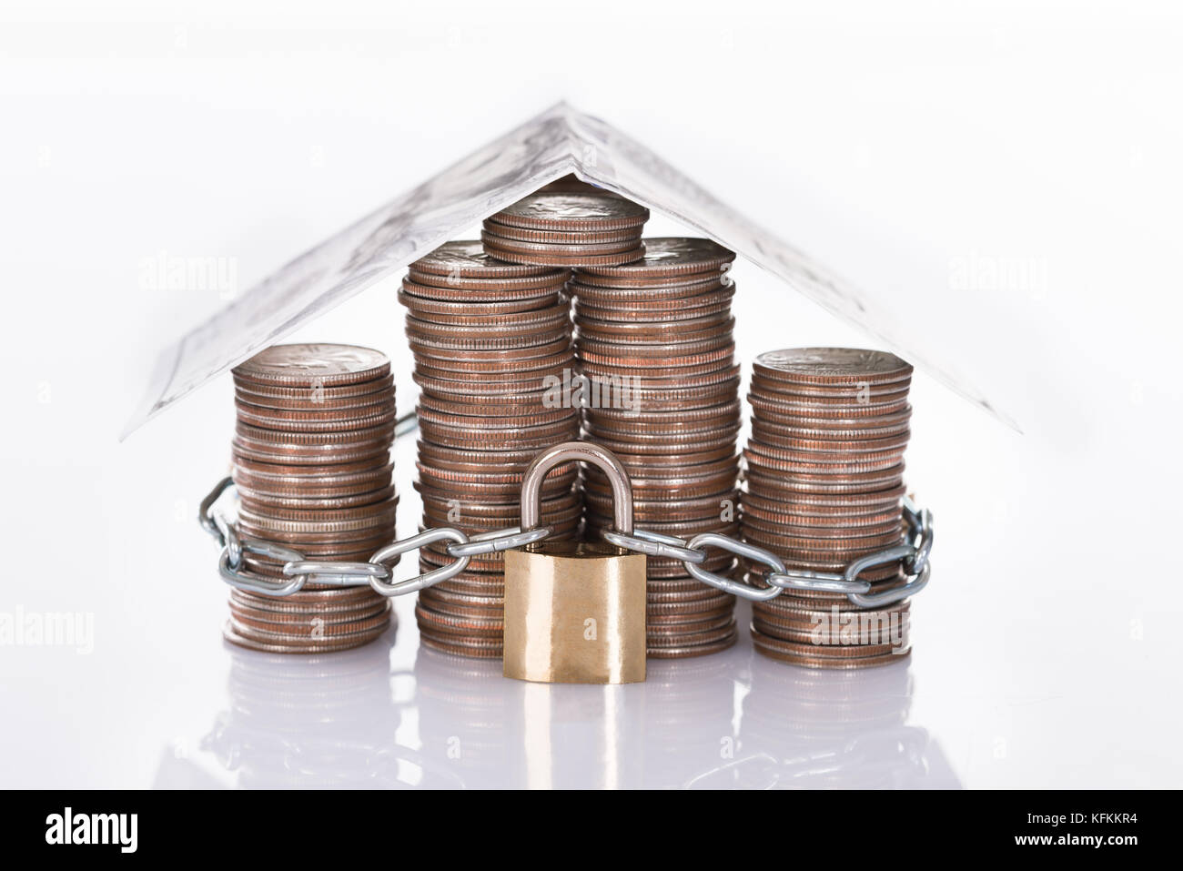 House secured with lock. Isolated on white Stock Photo - Alamy