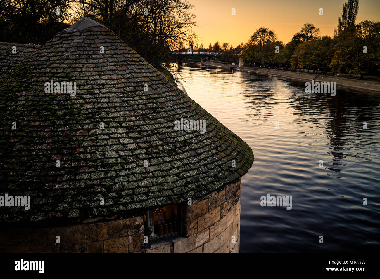 The river Ouse in the city of York, England. Taken from the bridge ...