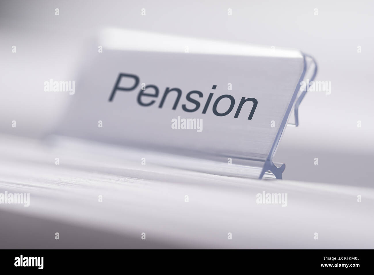 Closeup of Pension tab on white table Stock Photo - Alamy