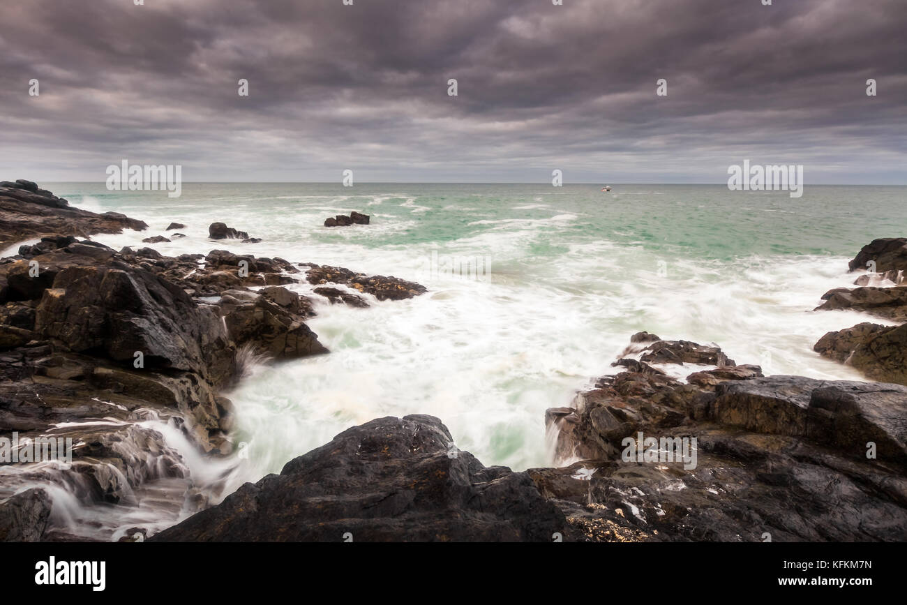 Seascape viewpoint from The Island, St ives, Cornwall with forground ...