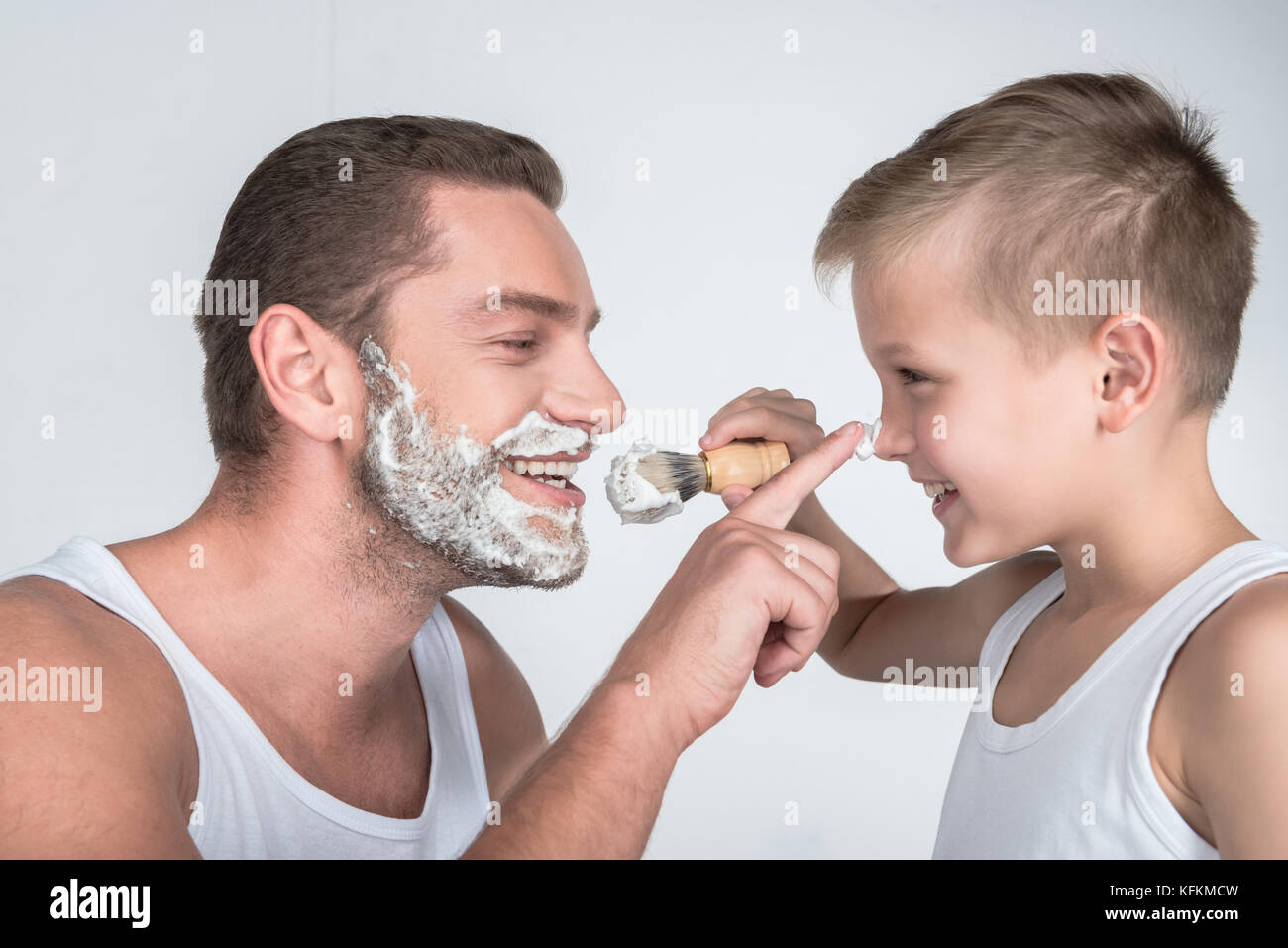 father and son shaving together Stock Photo - Alamy