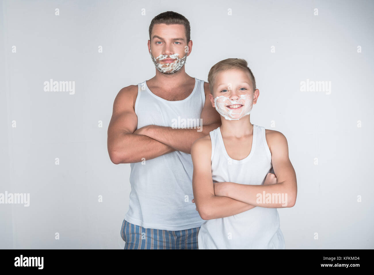 father and son shaving together Stock Photo - Alamy