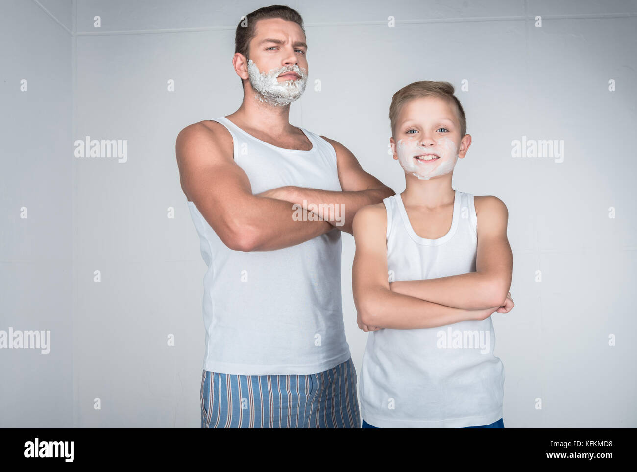 father and son shaving together Stock Photo - Alamy