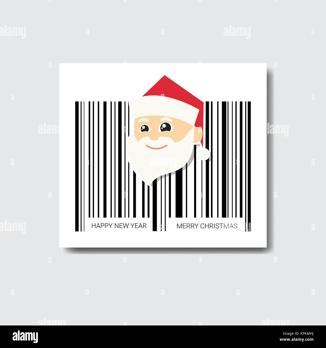 Bar Code With Santa Head On White Background Merry Christmas And Happy ...