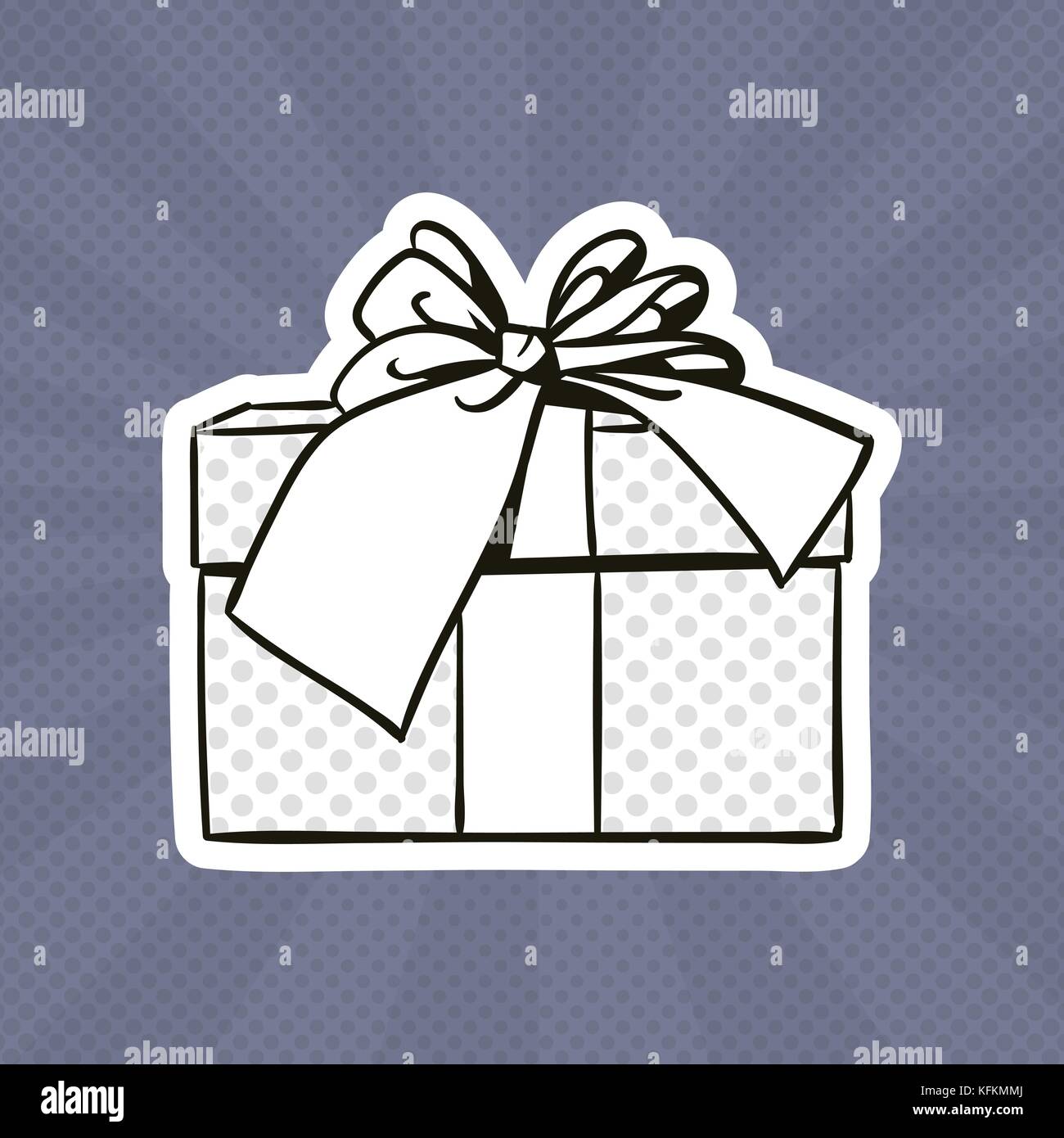 Gift Box Pop Art Retro Style Of Present With Ribbon And Bow On Grey ...