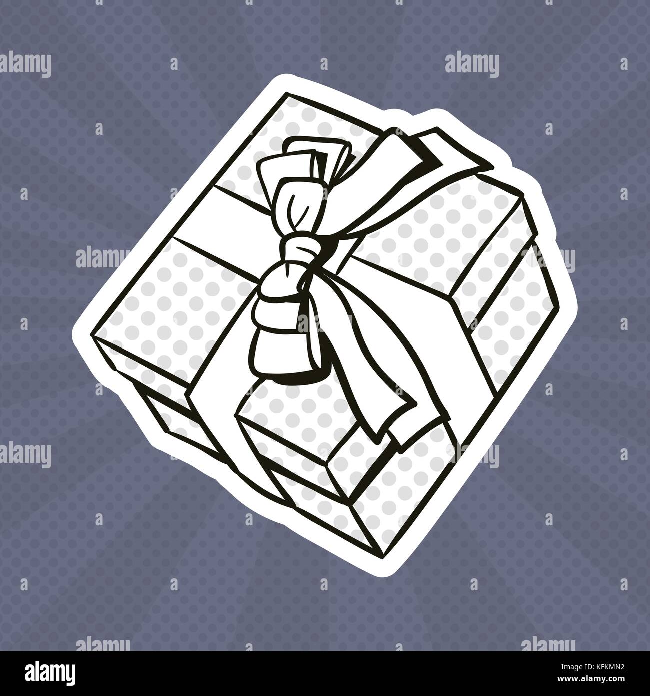 Gift Box Pop Art Retro Style Of Present With Ribbon And Bow On Grey ...