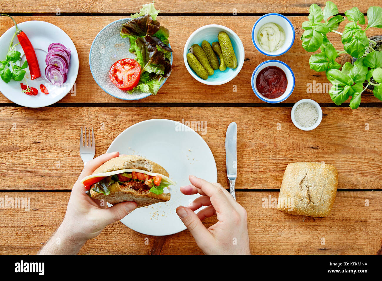 foodie eating self made delicious sandwich snack Stock Photo - Alamy