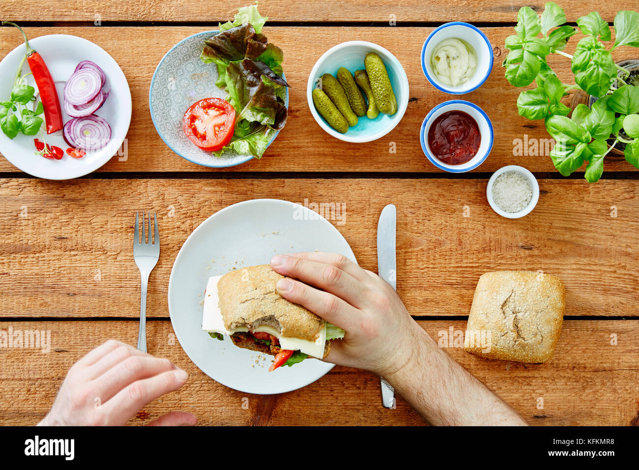 taking the first bite out of self made delicious sandwich foodie snack ...