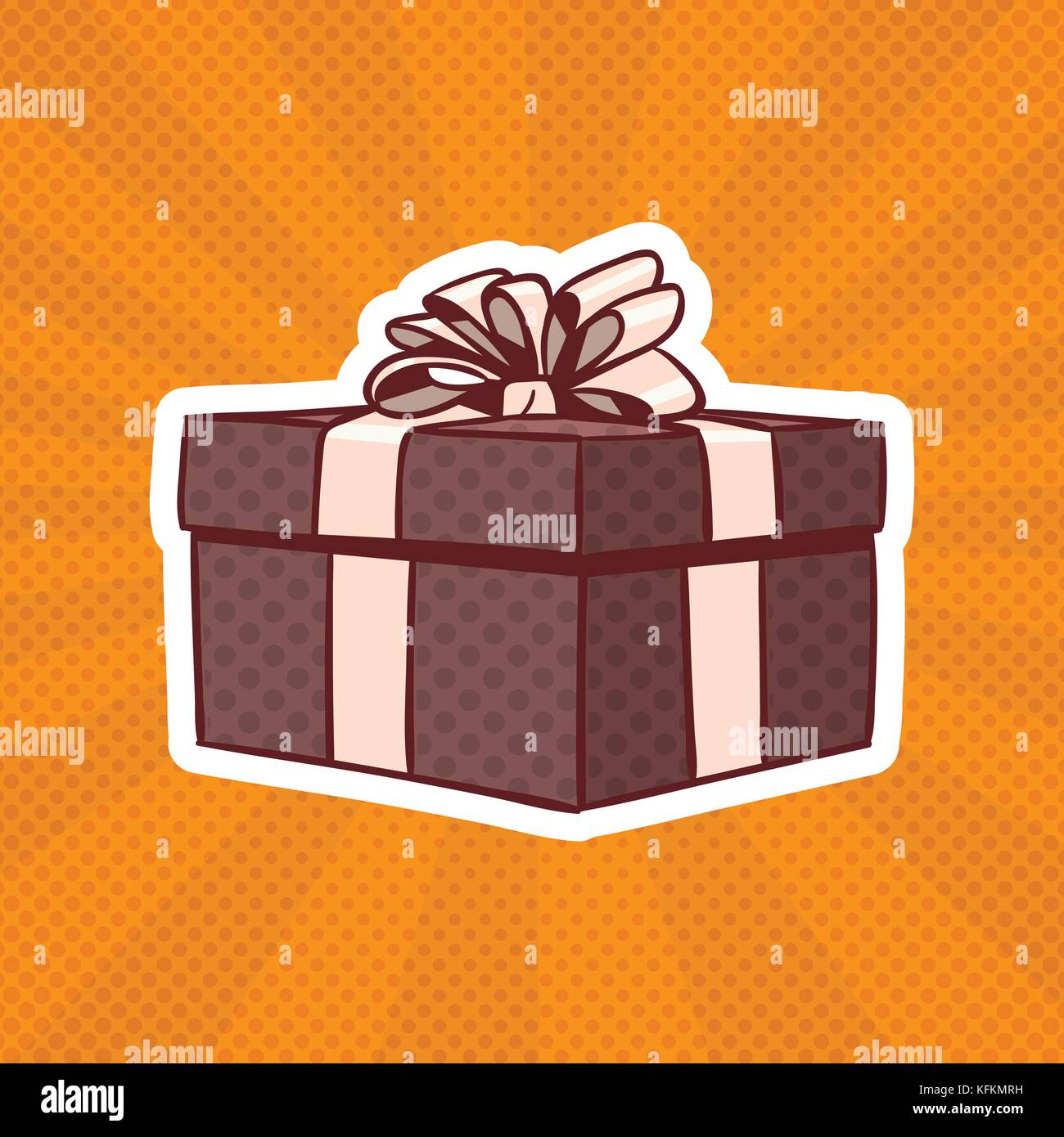 Gift Box Pop Art Retro Style Of Realistic Present With Ribbon And Bow ...