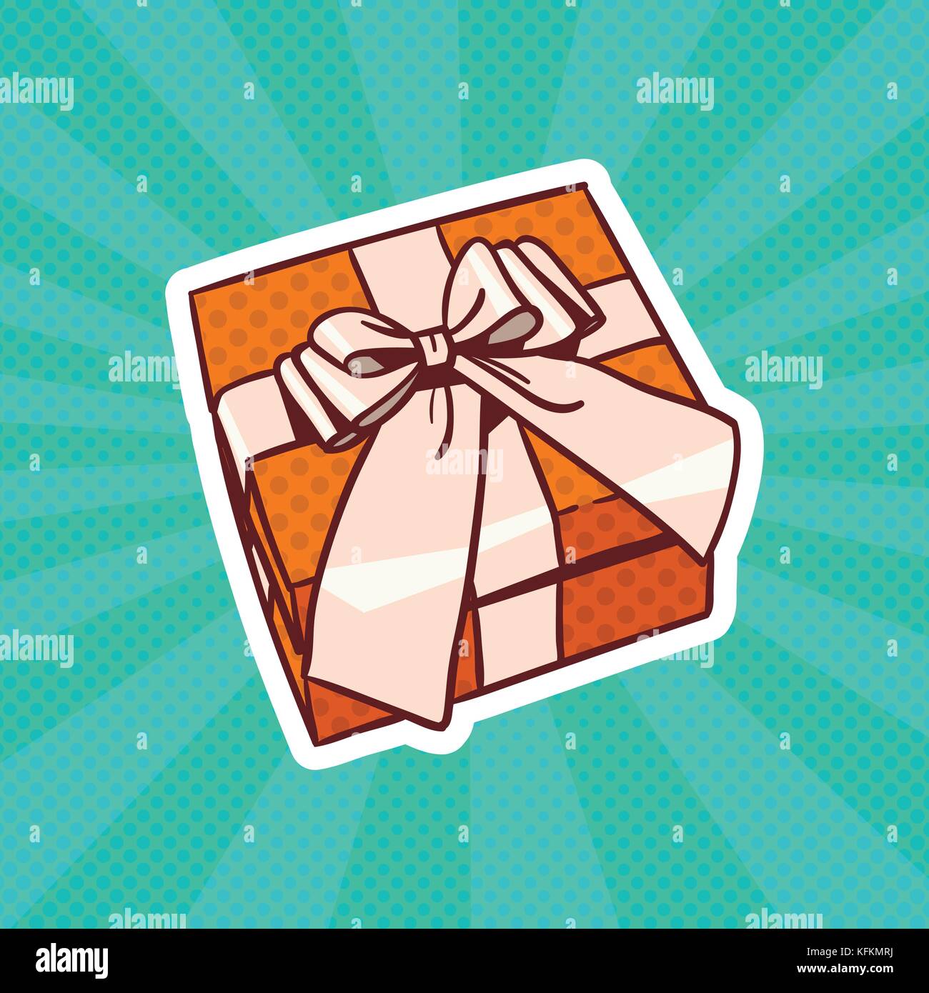 Gift Box Pop Art Retro Style Of Realistic Present With Ribbon And Bow ...