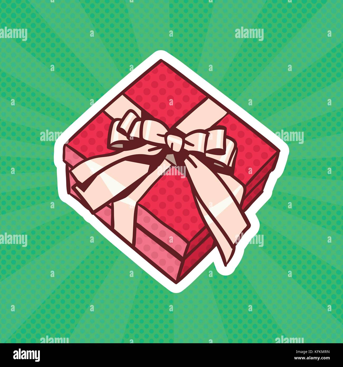 Gift Box Pop Art Retro Style Of Realistic Present With Ribbon And Bow ...