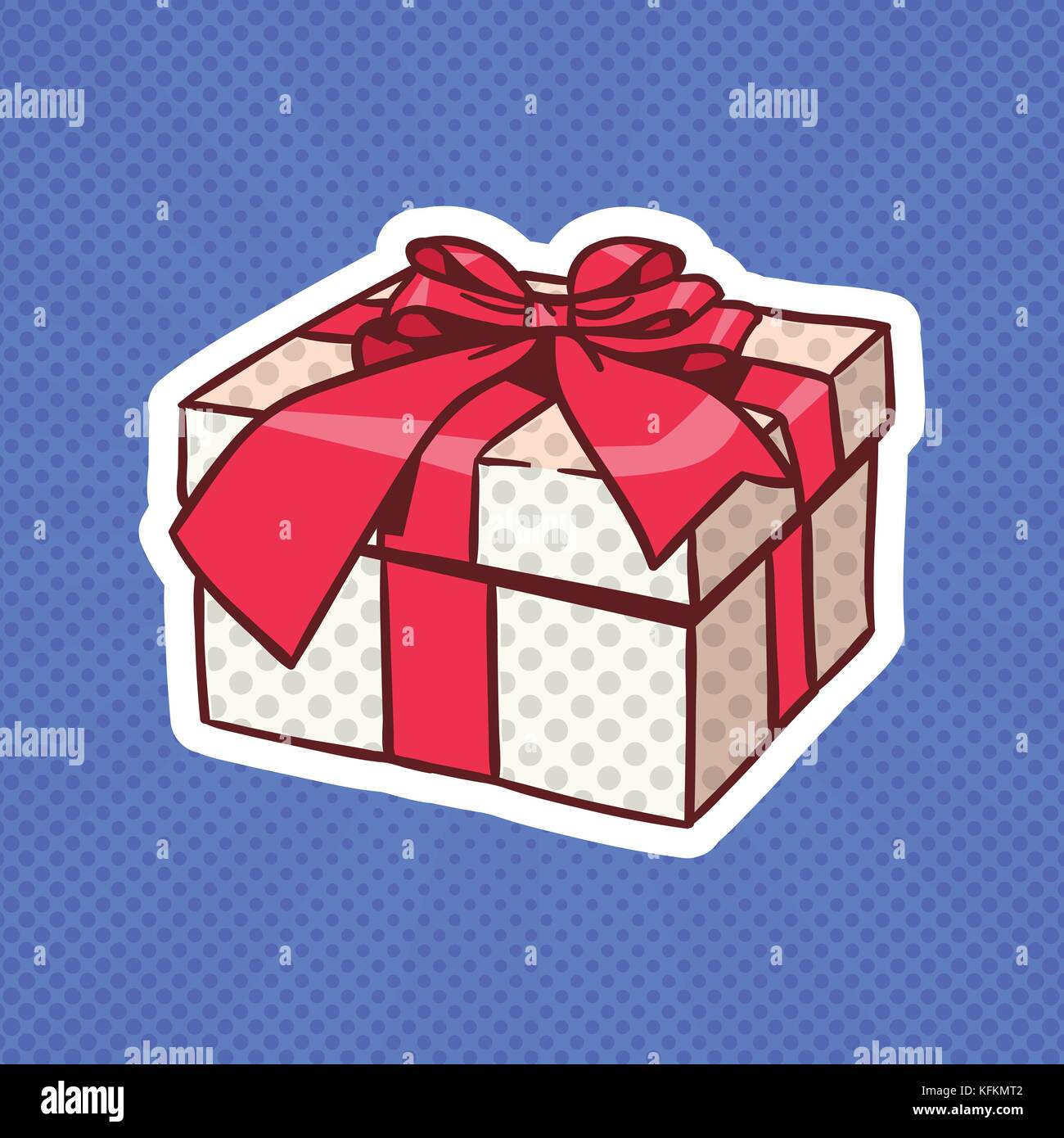 Gift Box Pop Art Retro Style Of Realistic Present With Ribbon And Bow ...