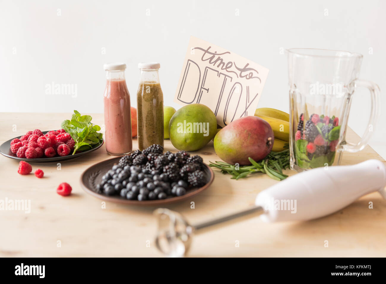 detox drinks and organic food Stock Photo - Alamy