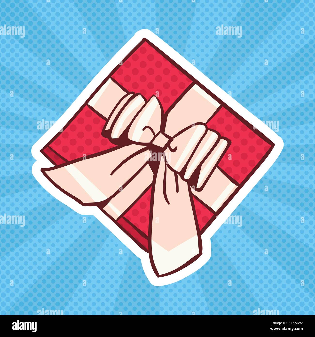 Gift Box Pop Art Retro Style Of Realistic Present With Ribbon And Bow ...