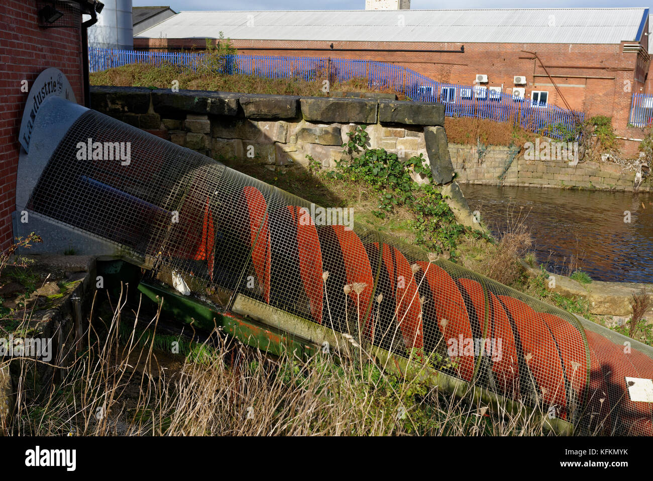 Archimedes screw hydro electric power installation on the river irwell ...