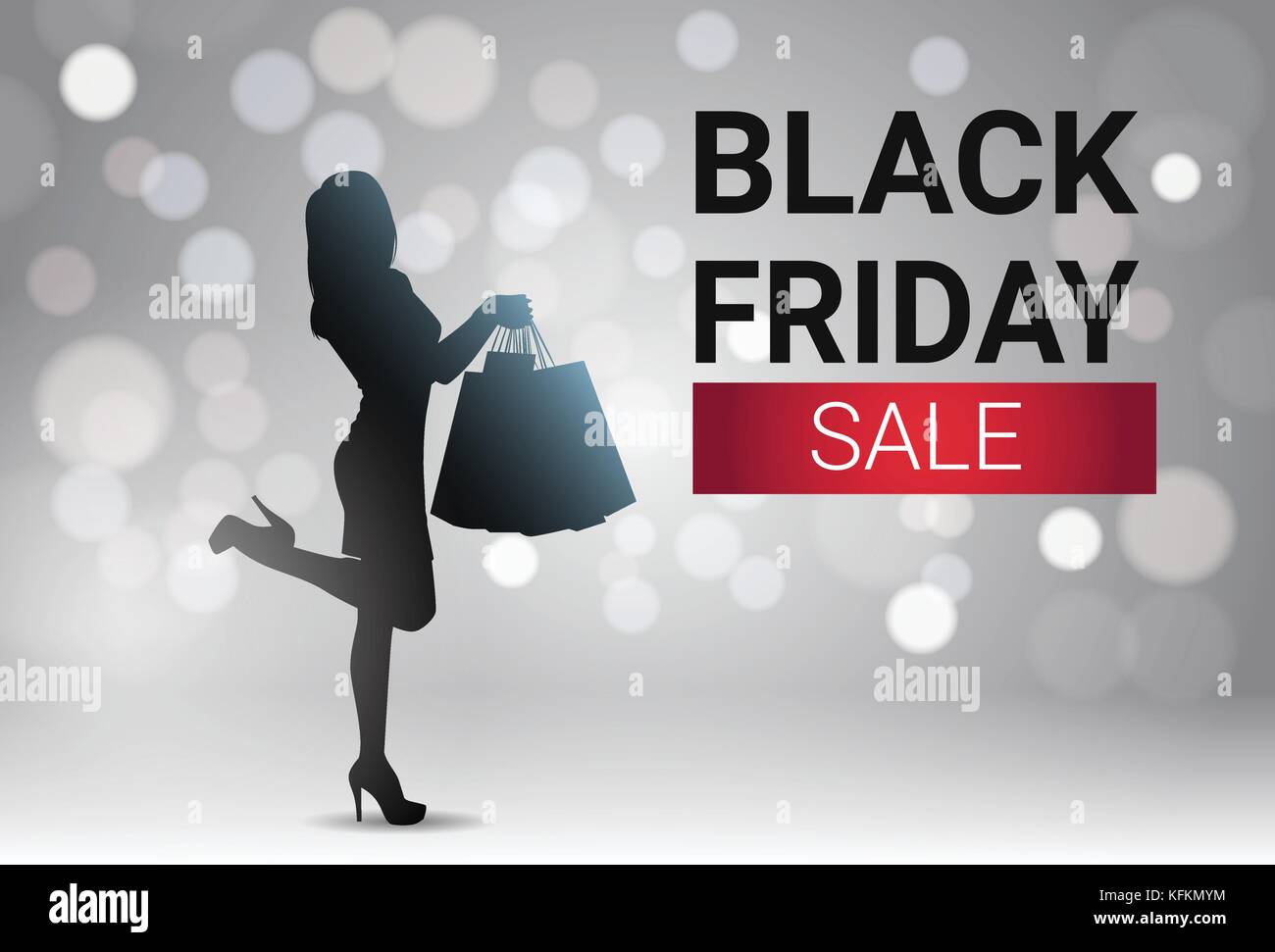 Black Friday Sale Banner Design With Silhouette Female Over White ...
