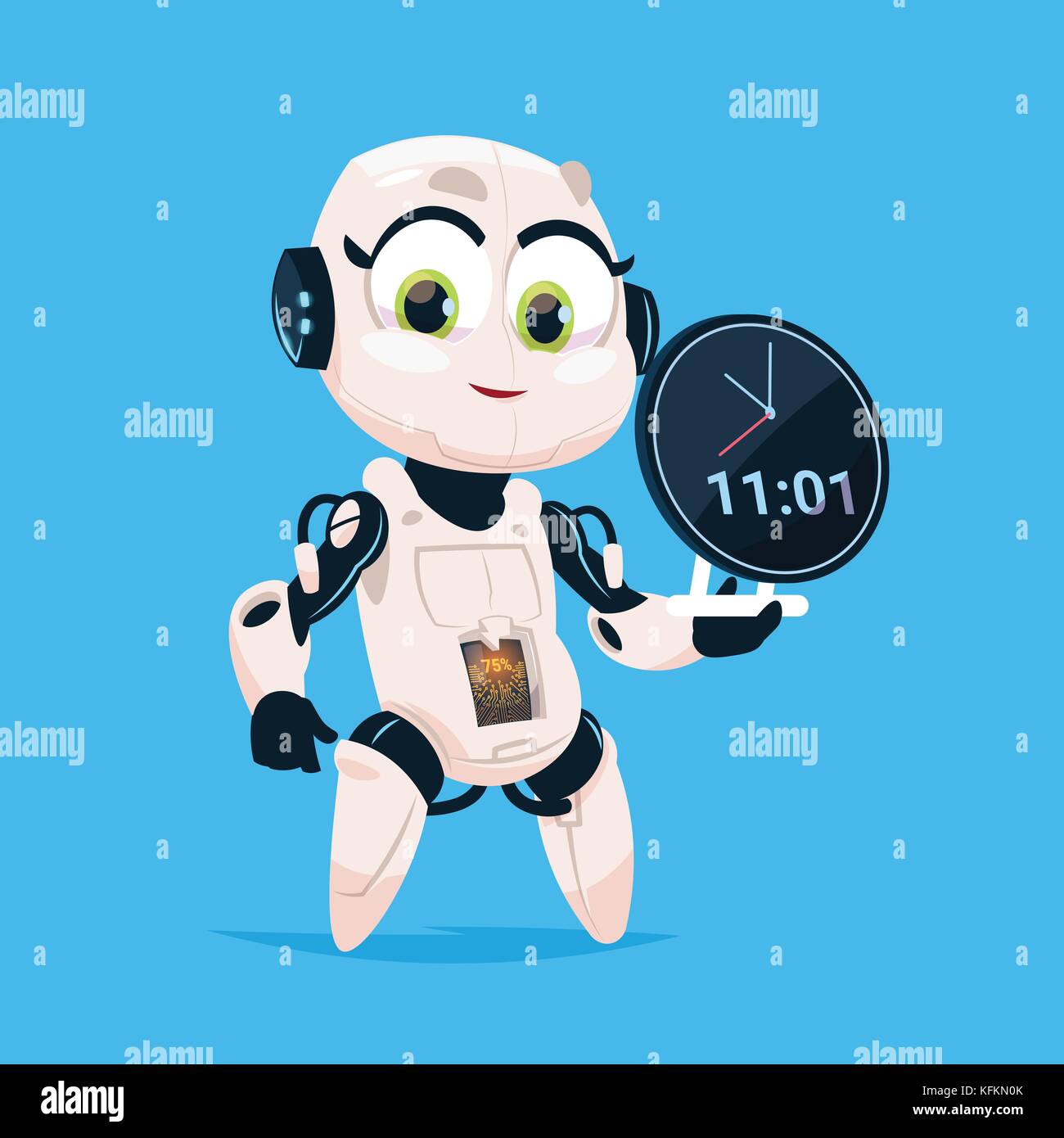 Robot clock time humanoid Stock Vector Images - Alamy