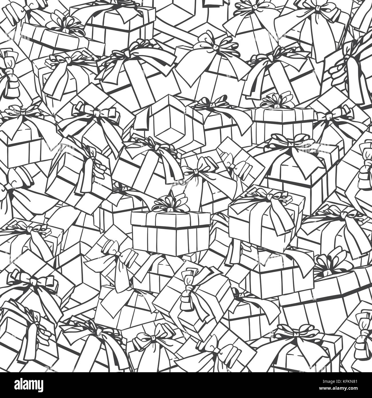 Christmas gift boxes pattern Black and White Stock Photos & Images - Alamy