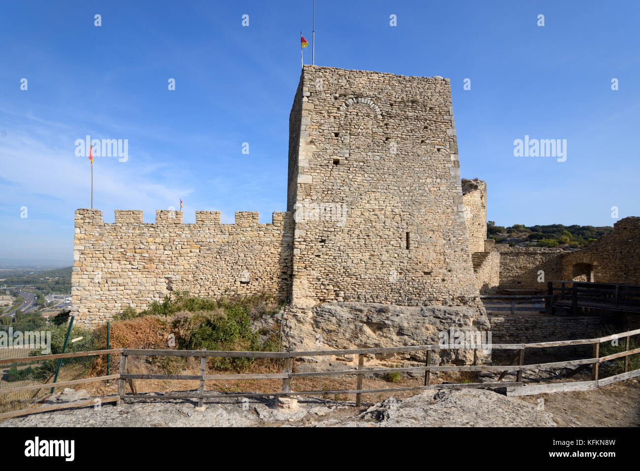 Medieval Mornas Fortress, Château or Castle (c11th-c14th) dominating ...