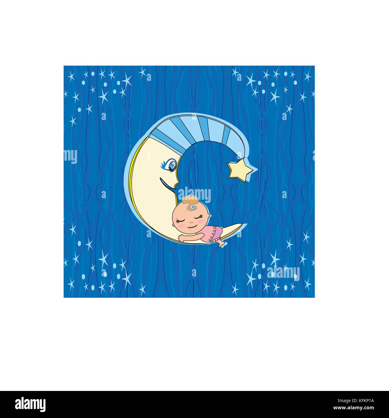 cute little girl sleeping on moon Stock Vector Image & Art - Alamy