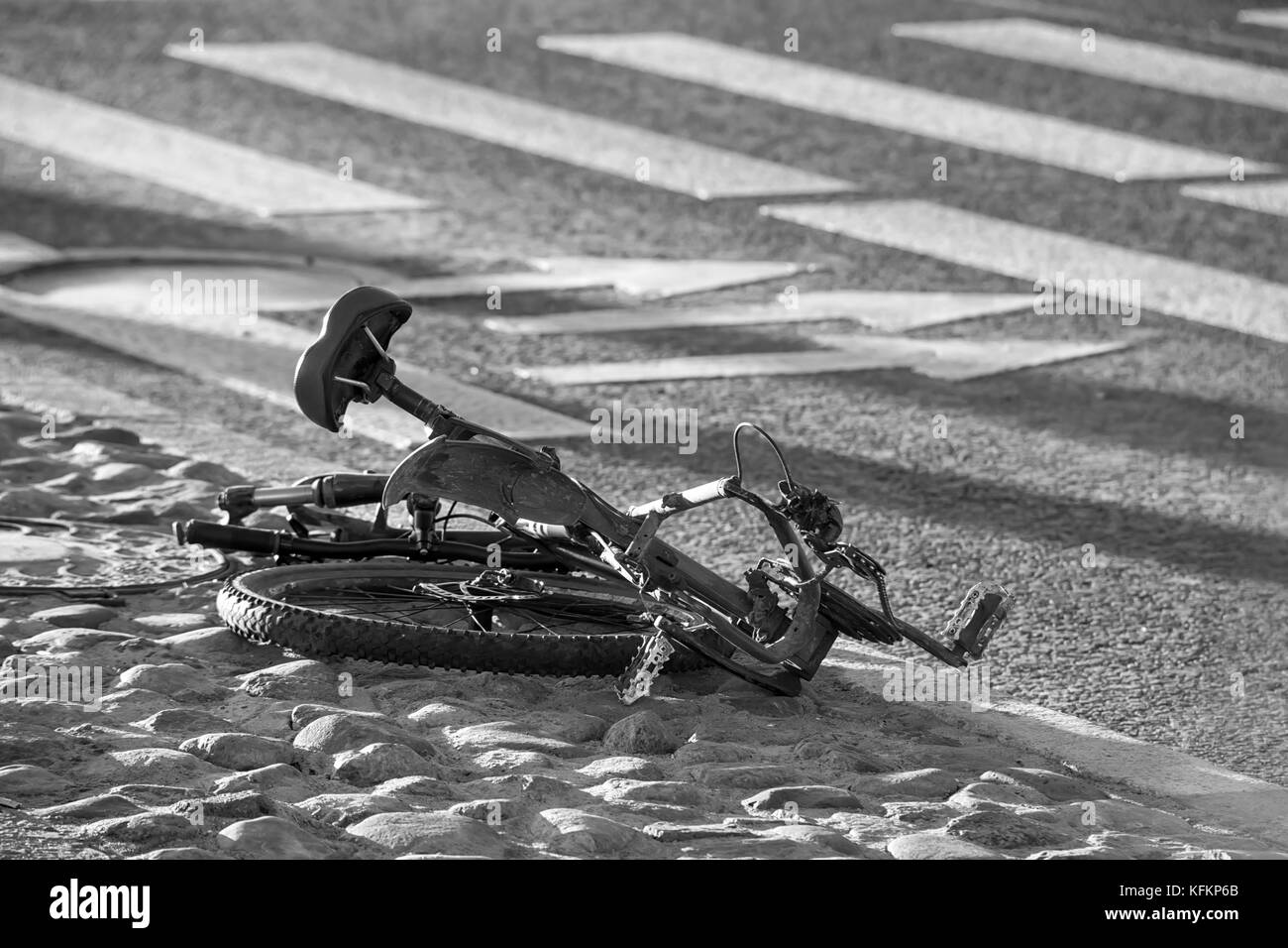 Car accident on crosswalk Black and White Stock Photos & Images - Alamy
