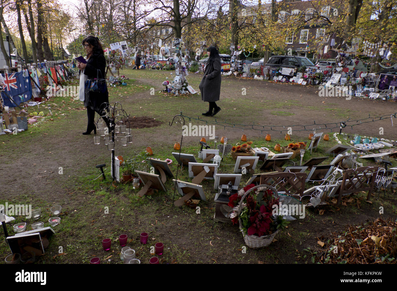 Visitors to the informal memorial garden created for the late George ...