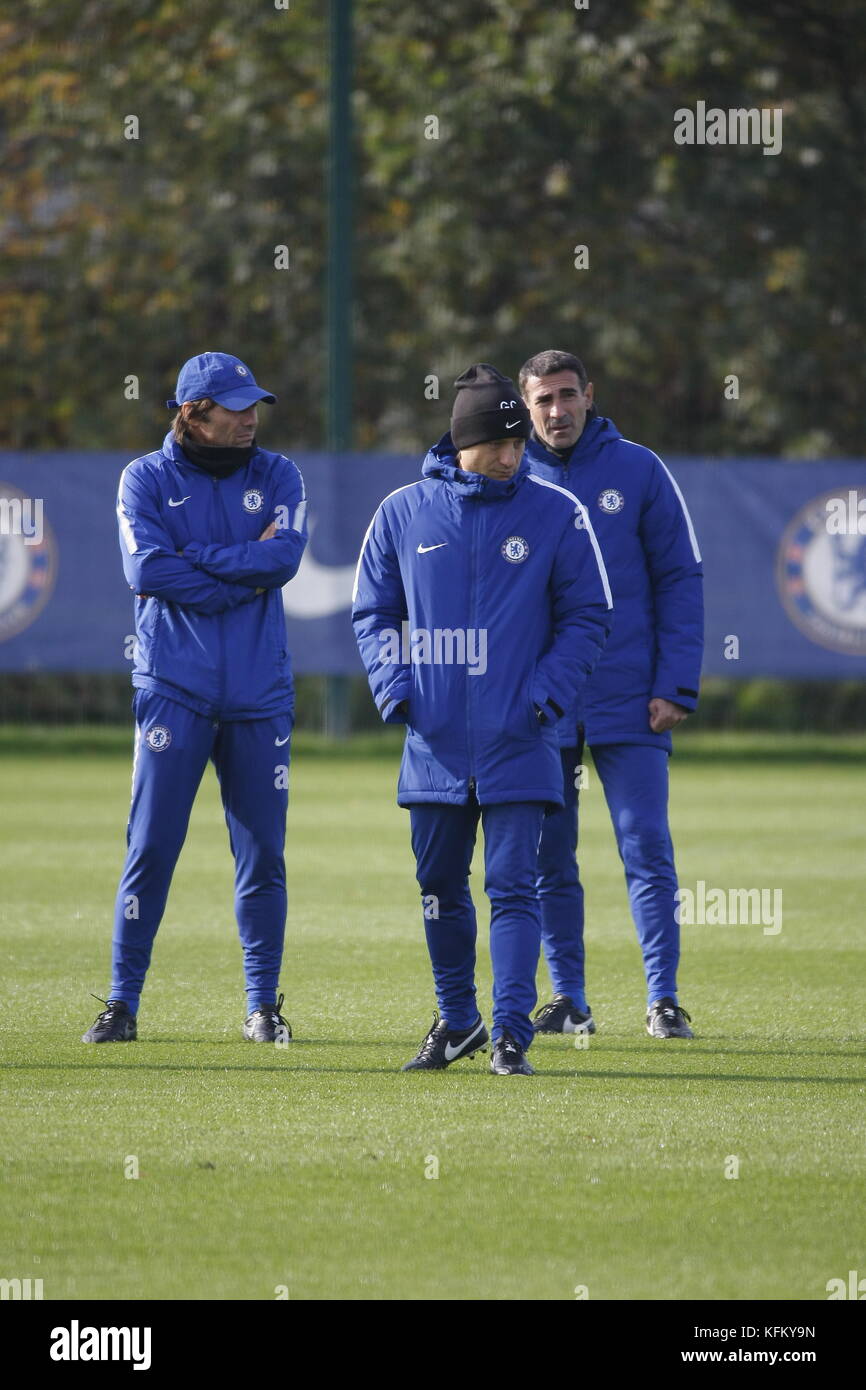 Cobham, UK. 30th Oct, 2017. Chelsea Football Club players train for ...