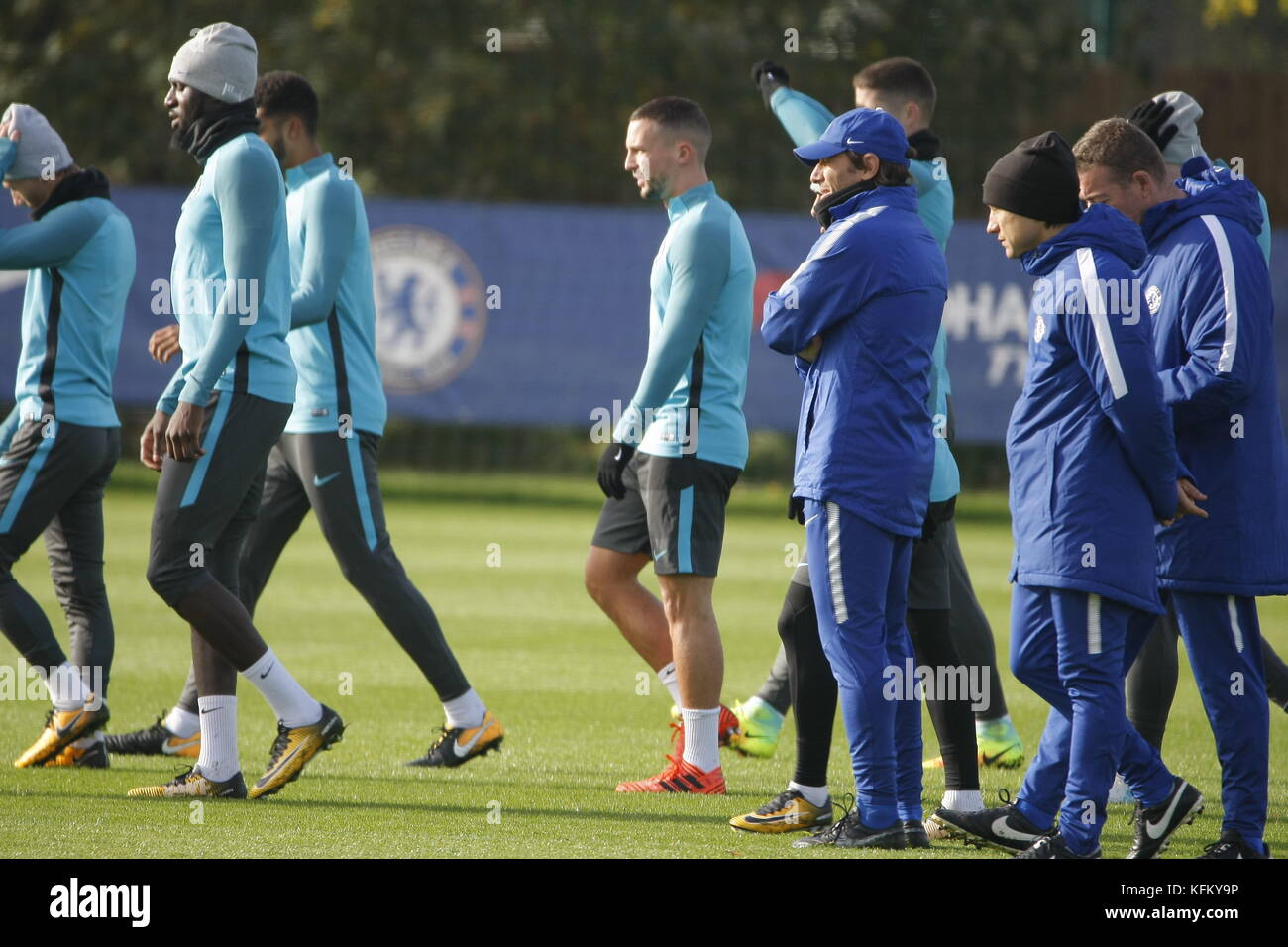Cobham, UK. 30th Oct, 2017. Chelsea Football Club players train for ...