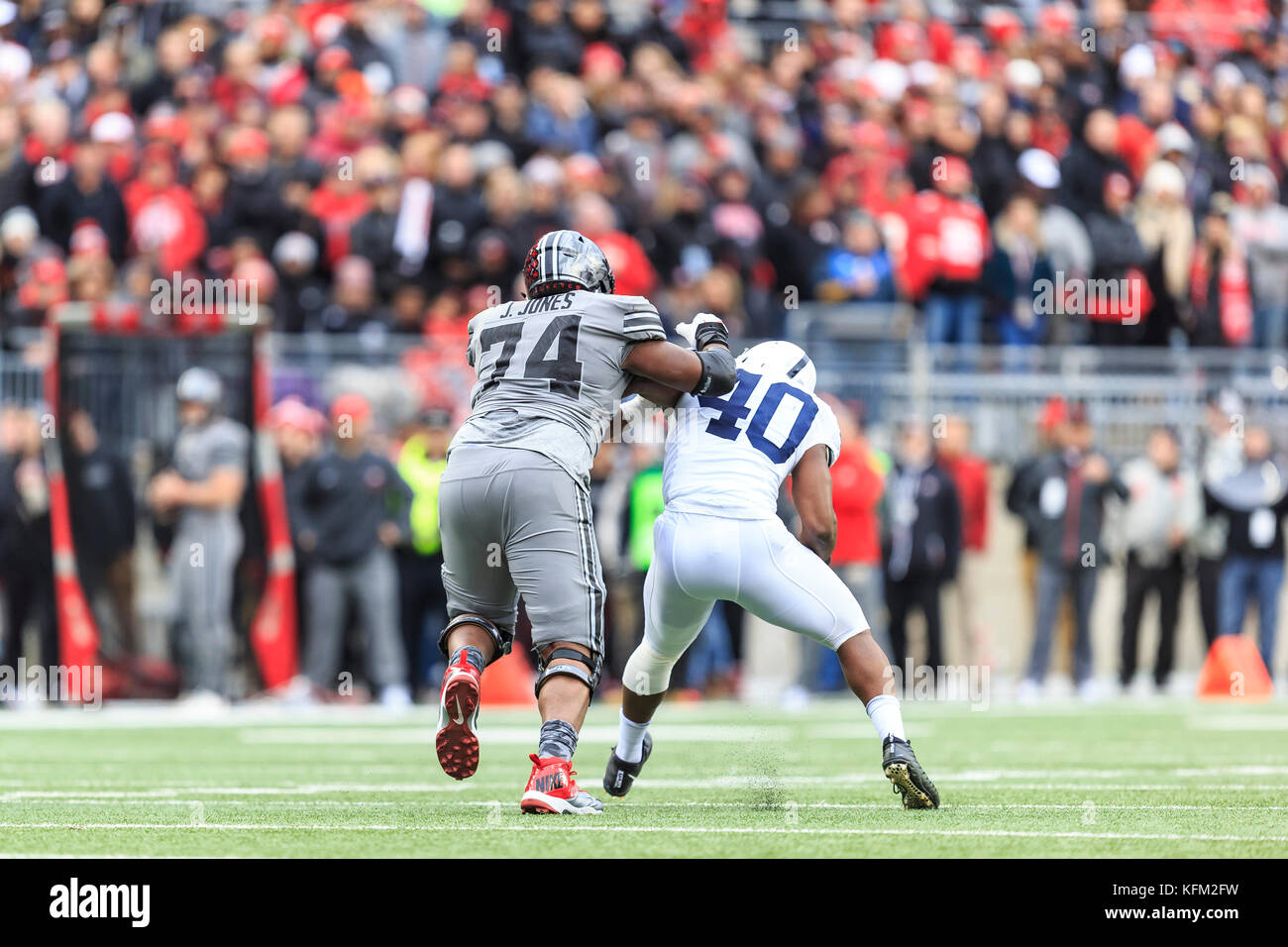 Columbus, Ohio, USA. 28th Oct, 2017. Ohio State Buckeyes offensive ...