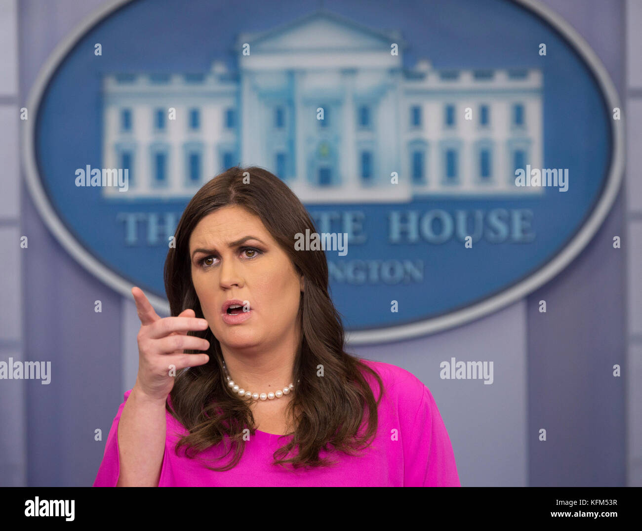 White House Press Secretary Sarah Huckabee Sanders holds her daily news ...
