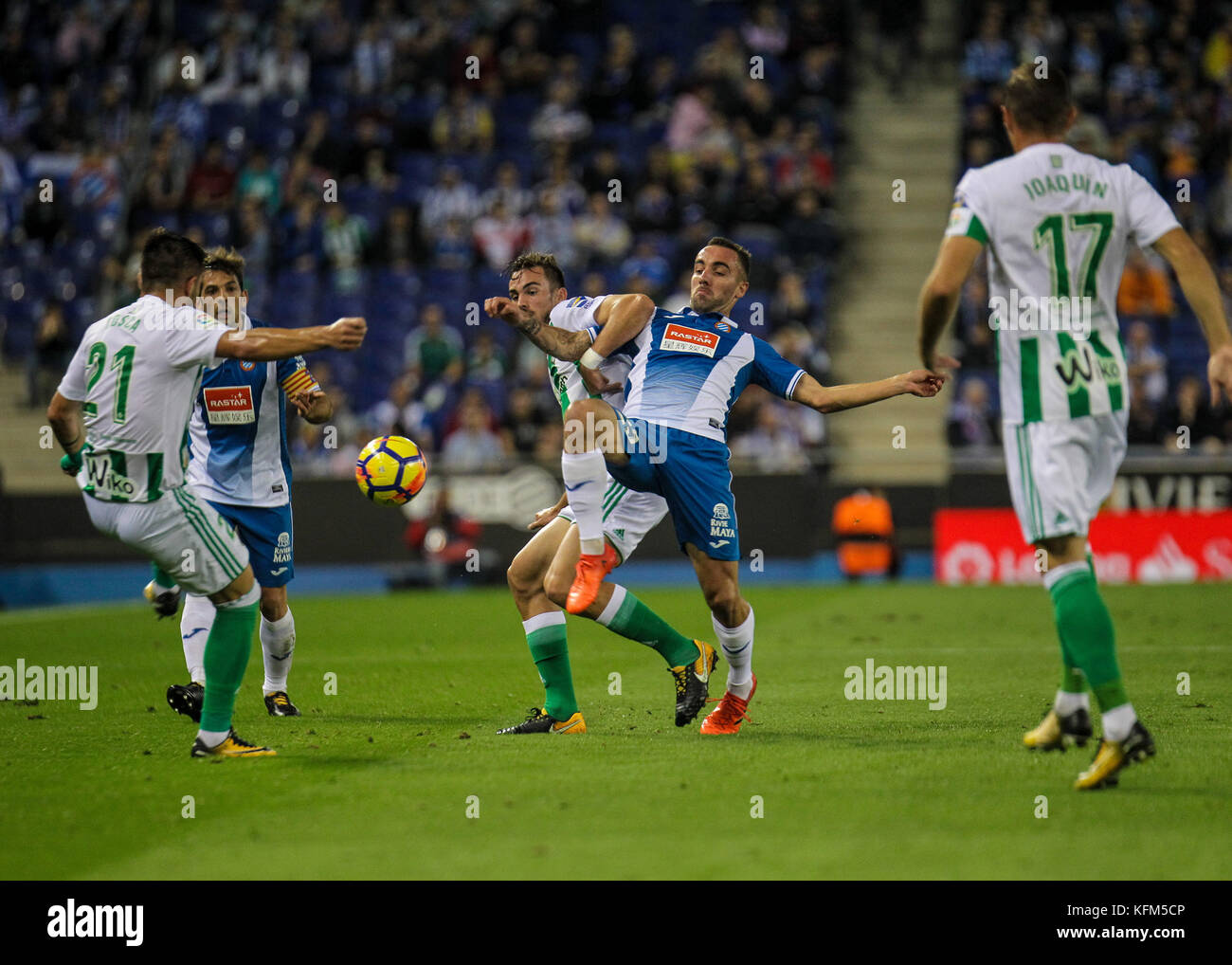 during the match between RCD Espanyol against Real Betis Balompie, for ...