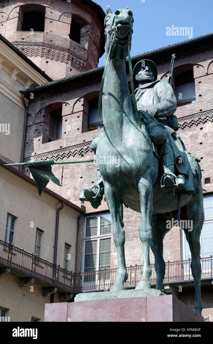Bronze equestrian statue, dedicated to the Italian Cavalry, sculptor ...
