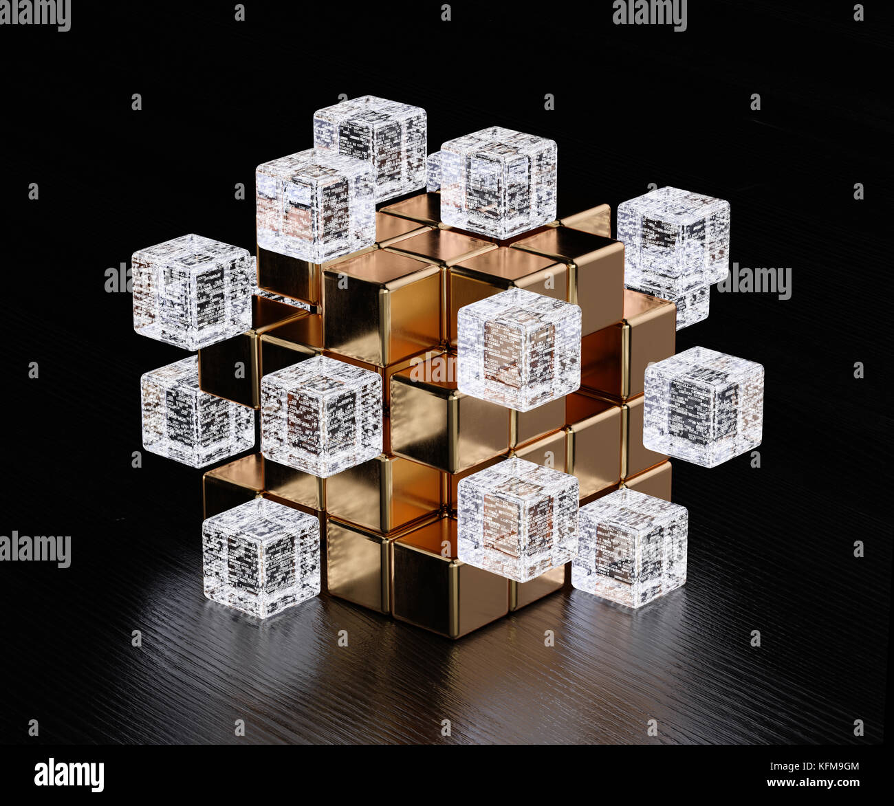Blockchain digital illuminated shape transparent glass blocks boxes ...