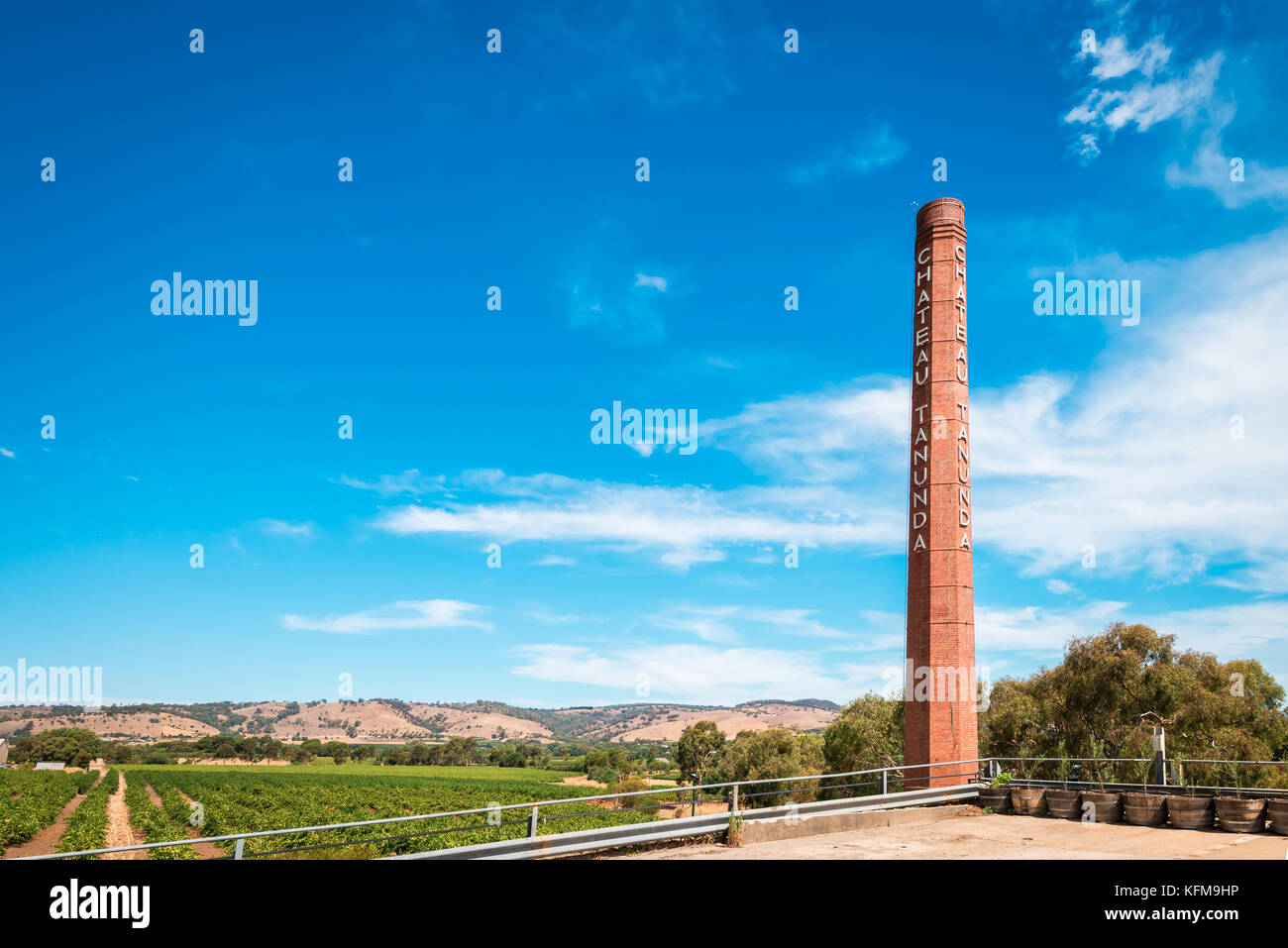 Adelaide, Australia - January 16, 2016: Chateau Tanunda brick chimney ...